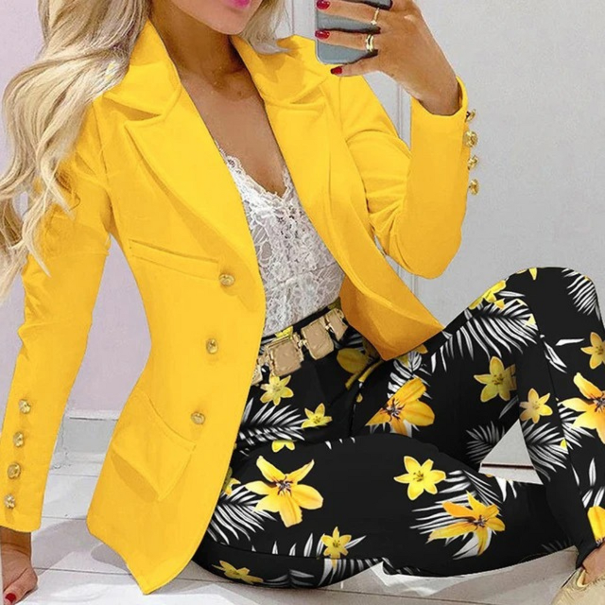 Stilvolles Blazer & Hosen Set mit Taschen für Frauen – Glanzberg Mode