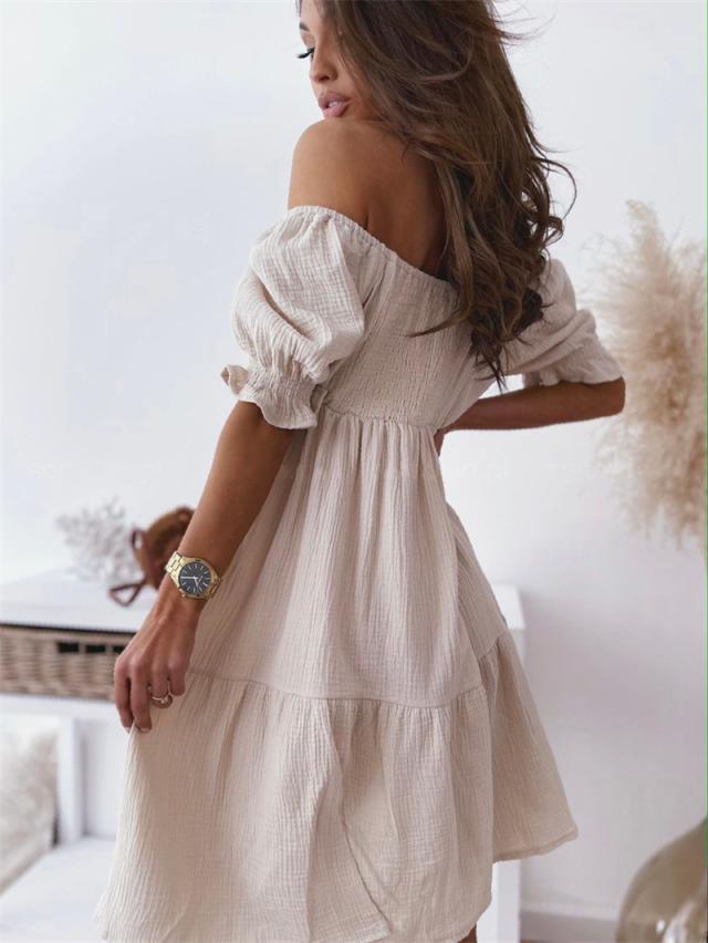 Gesmoktes Mieder Ein-Schulter Midikleid für Damen – Glanzberg Mode