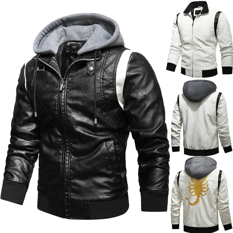 Stylische Lederjacke mit Kapuze für Männer – Glanzberg Mode